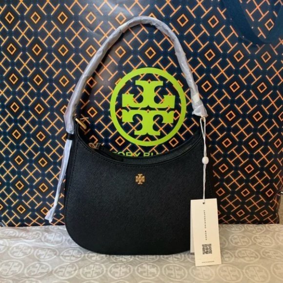 Tory Burch | Bags | New Tory Burch Emerson Zip Leather Logo Shoulder Bag | Poshmark